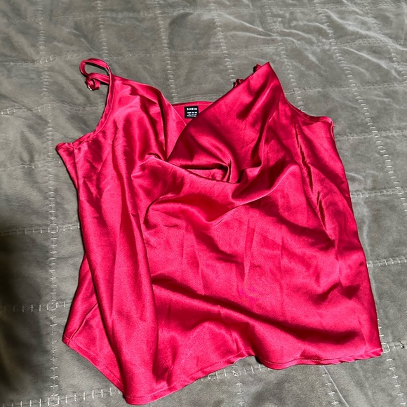 Tops | Red Satin Shirt | Poshmark